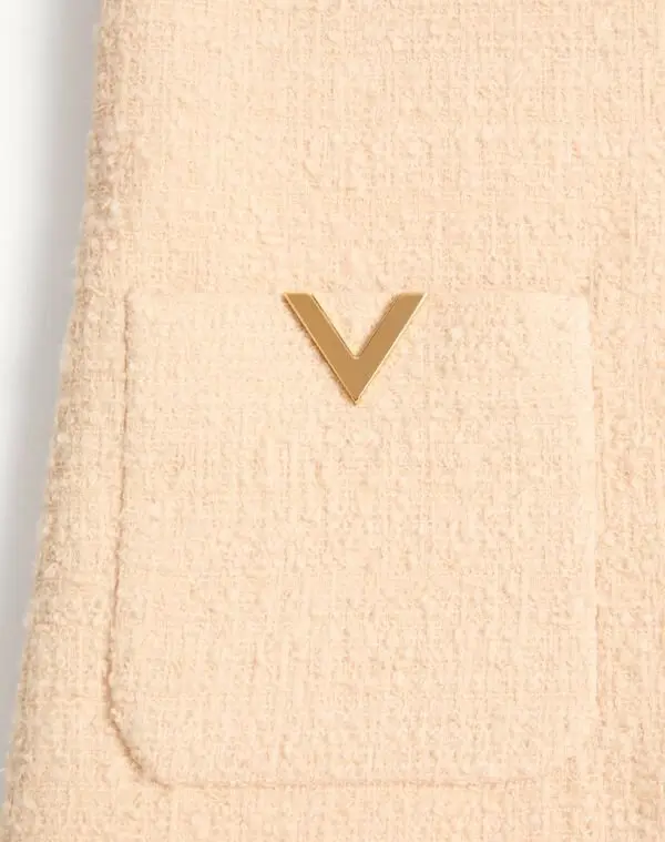 Valentino Garavani Curly Wool Dress With Gold Trim - Birch