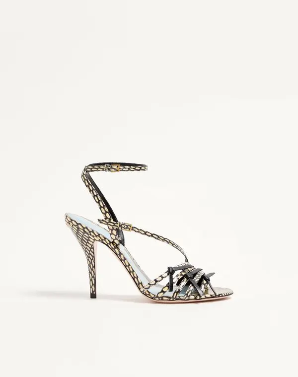 Valentino Garavani Nodine Elaphe 100mm Sandal - Ivory/black