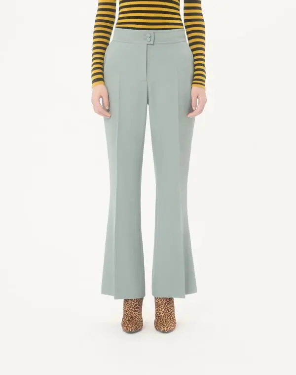Valentino Garavani Light Diagonal Wool Flared Trousers - Sage