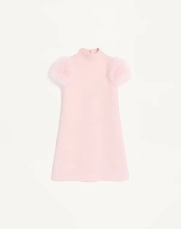 Valentino Garavani Crepe Couture Short Dress With Feather Embellishments - Rose