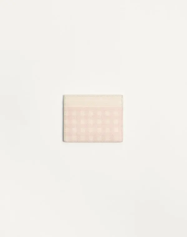 Valentino Garavani Vlogo Signature Le Chat De La Maison Cardholder In Grainy Calfskin - Pink/ivory