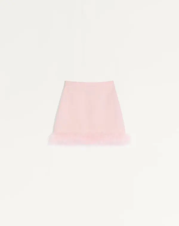 Valentino Garavani Crepe Couture Feather Trimmed Skirt - Rose