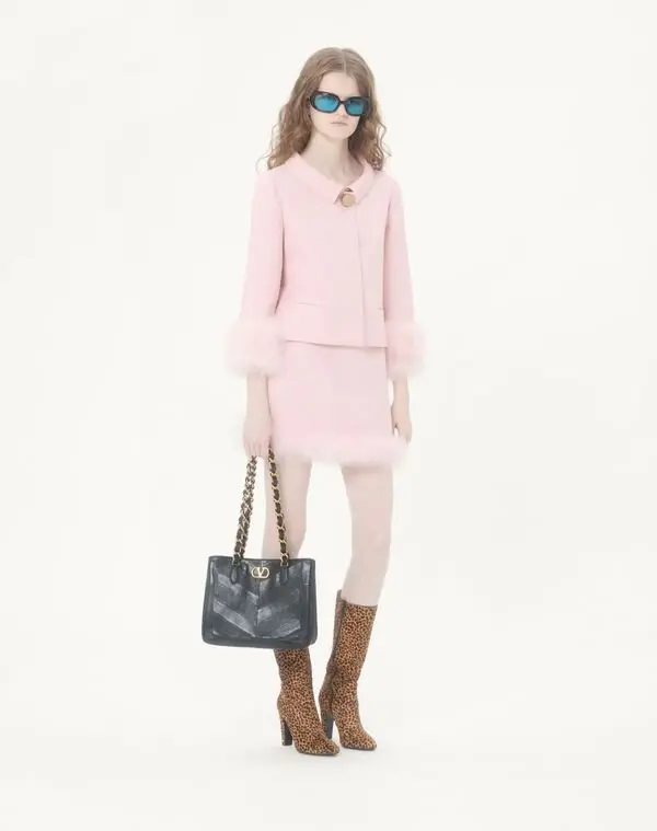 Valentino Garavani Crepe Couture Feather Trimmed Skirt - Rose