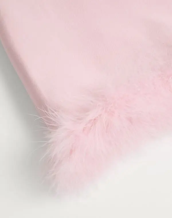 Valentino Garavani Crepe Couture Feather Trimmed Skirt - Rose