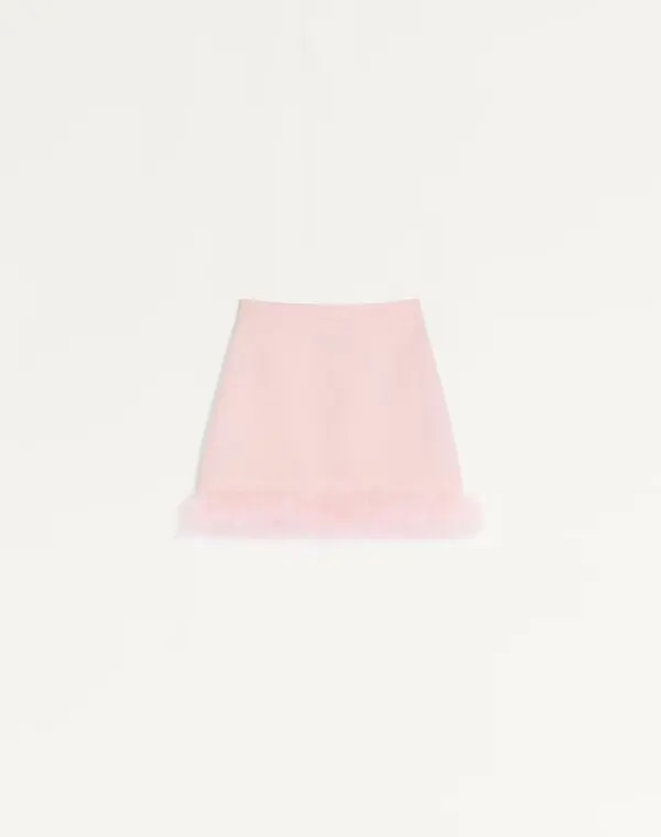 Valentino Garavani Crepe Couture Feather Trimmed Skirt - Rose