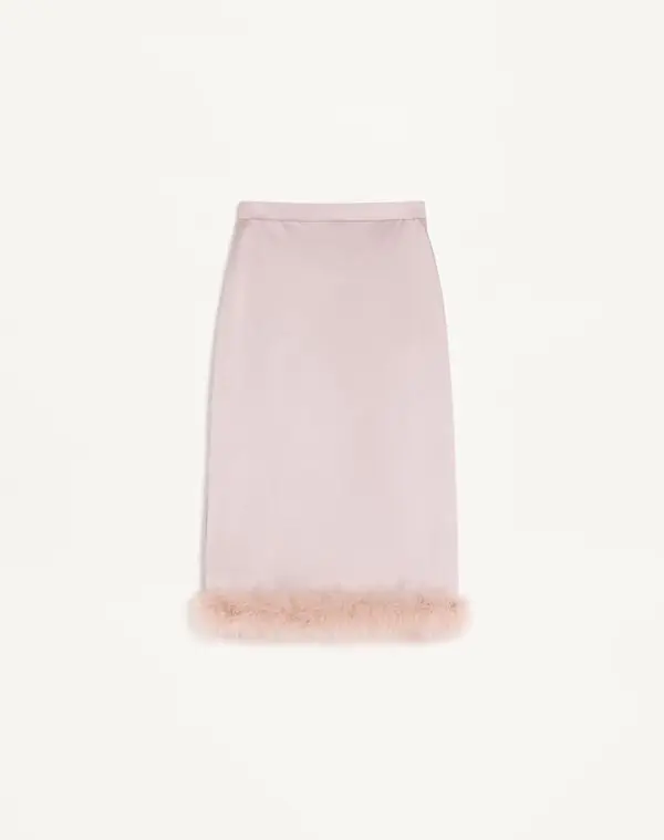 Valentino Garavani Satin Skirt With Feather Boa
