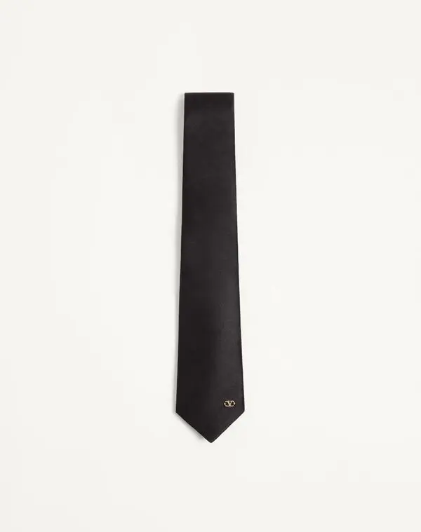 Valentino Garavani Neck Tie With Vlogo Signature - Black/gold