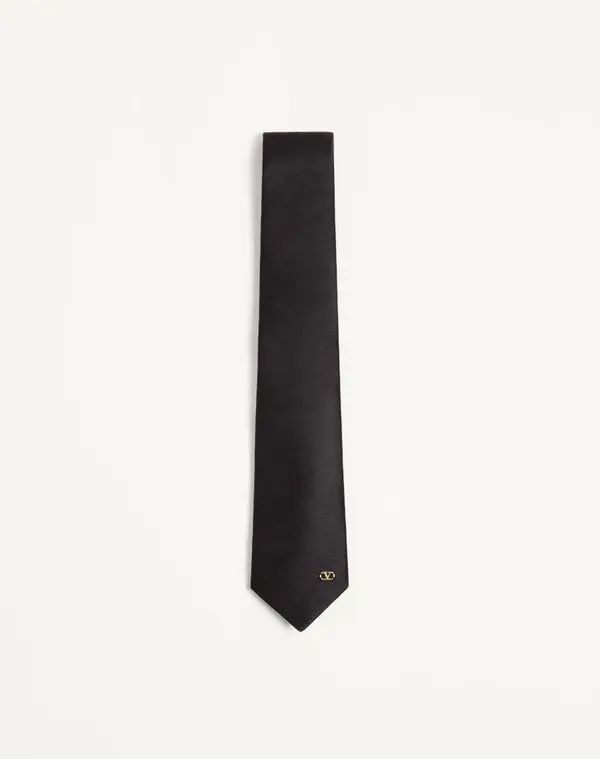 Valentino Garavani Neck Tie With Vlogo Signature - Black/gold