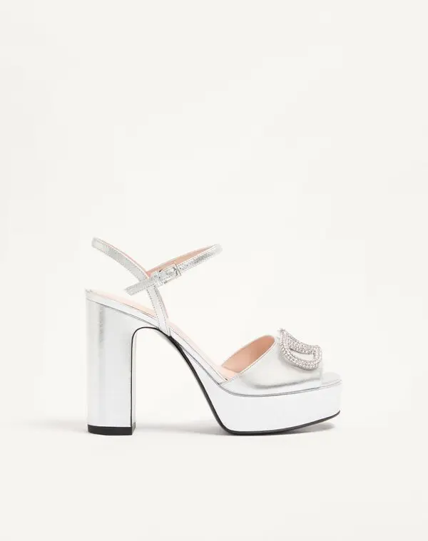 Valentino Garavani Vlogo Signature Platform Sandal - Silver