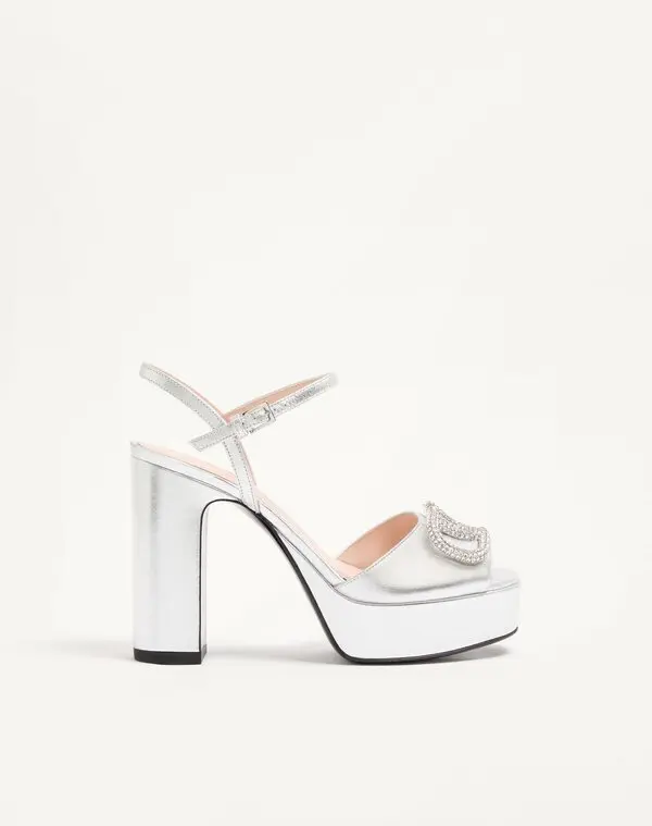 Valentino Garavani Vlogo Signature Platform Sandal - Silver