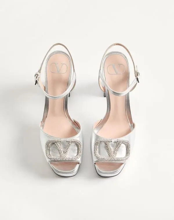 Valentino Garavani Vlogo Signature Platform Sandal - Silver