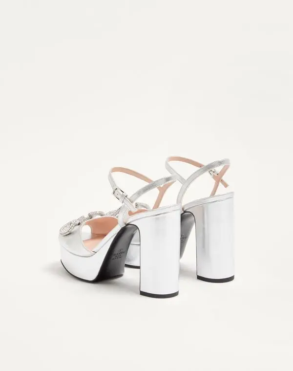 Valentino Garavani Vlogo Signature Platform Sandal - Silver