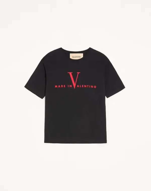 Valentino Garavani Cotton T-shirt With Made In Print - Black/red
