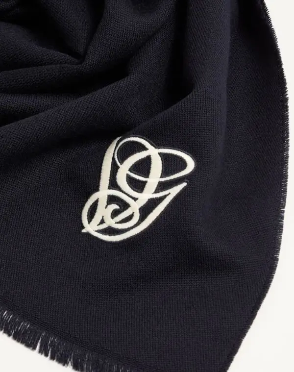 Valentino Garavani Vg Wool Scarf With Embroidery