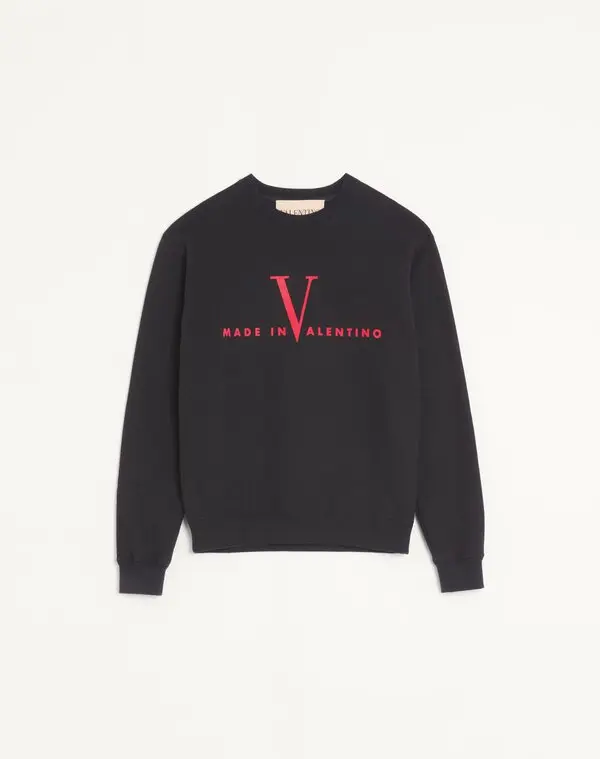 Valentino Garavani Crewneck Sweatshirt With Printed Logo - Black/red