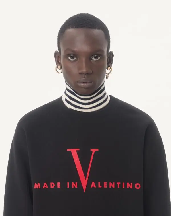 Valentino Garavani Crewneck Sweatshirt With Printed Logo - Black/red
