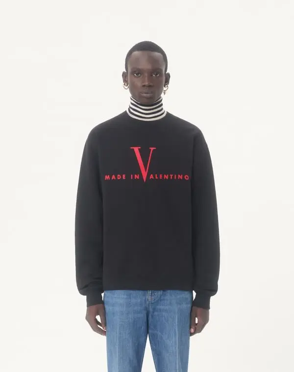 Valentino Garavani Crewneck Sweatshirt With Printed Logo - Black/red