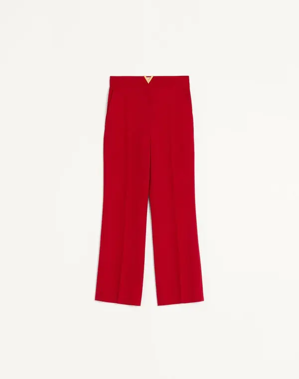 Valentino Garavani Wool Crepe Trousers With V Gold