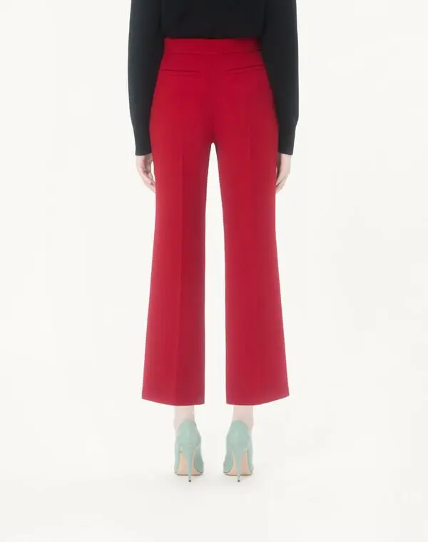 Valentino Garavani Wool Crepe Trousers With V Gold Detail