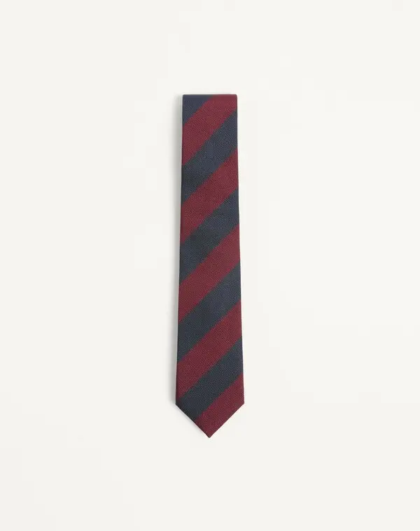 Valentino Garavani Valentie Jacquard Regimental Silk Tie - Blue/maroon