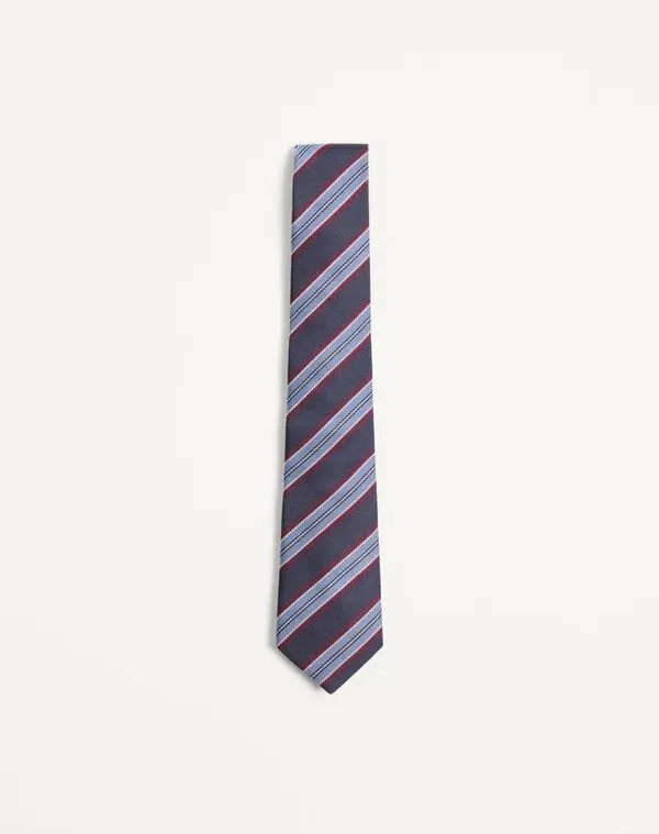 Valentino Garavani Valentie Regimental Jacquard Tie - Blue/red/azure