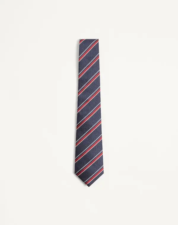 Valentino Garavani Valentie Regimental Jacquard Tie - Navy/ Red