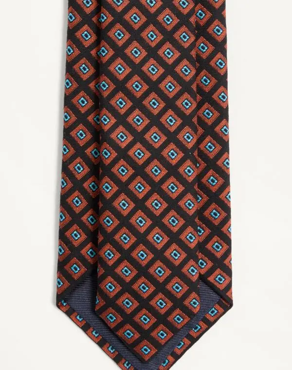 Valentino Garavani Cotton Jacquard Tie With Vlogo - Black/orange