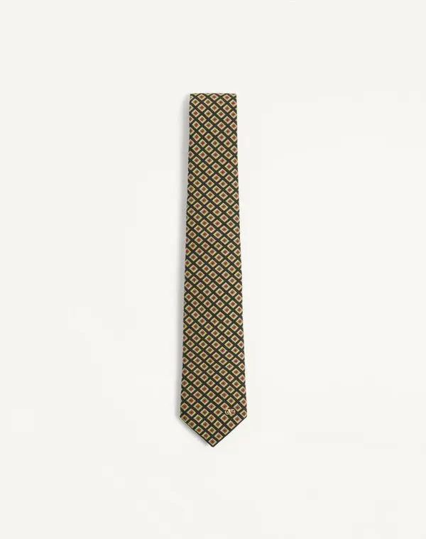 Valentino Garavani Cotton Jacquard Tie With Vlogo - Multicolour