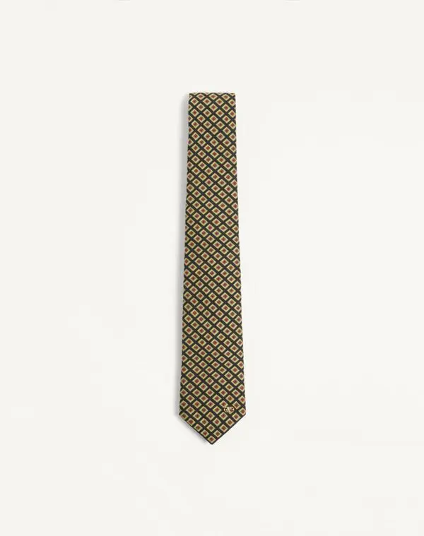 Valentino Garavani Cotton Jacquard Tie With Vlogo - Multicolour