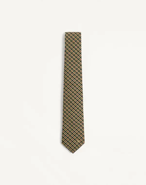 Valentino Garavani Cotton Jacquard Tie With Vlogo - Multicolour