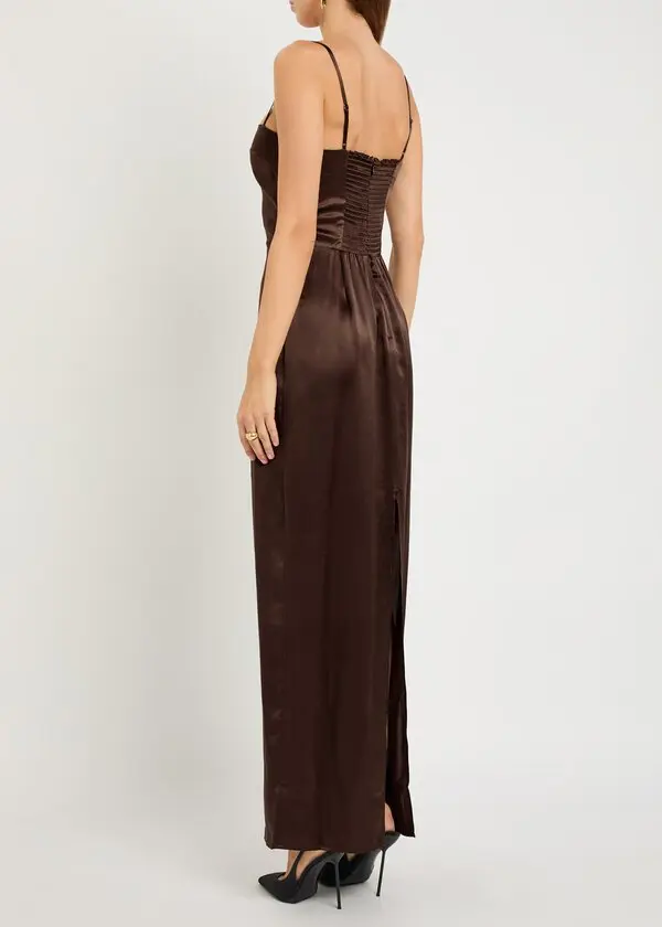 REFORMATION Silk Maxi Dress - Brown