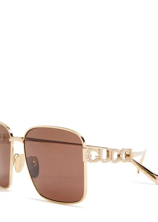 Gucci Crystal Embellished Square-frame Sunglasses