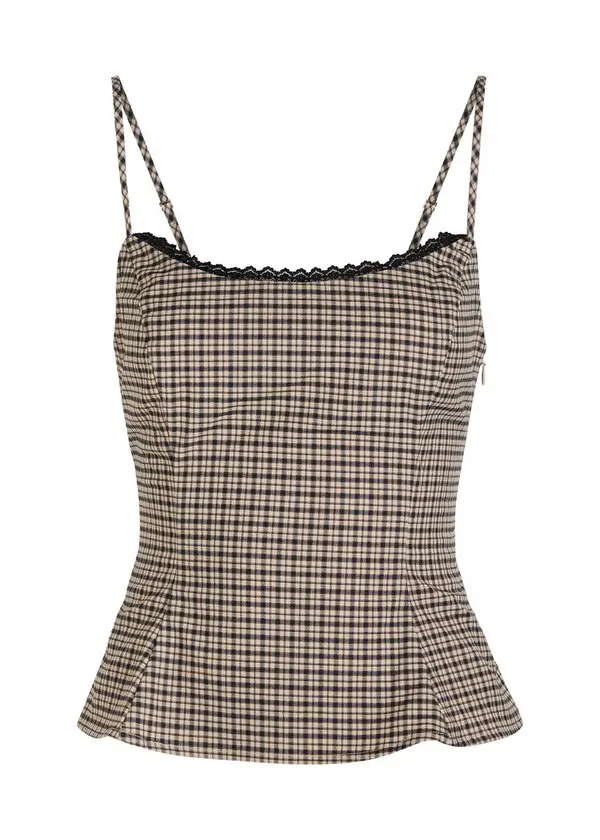 REFORMATION Genevieve Plaid Woven Top