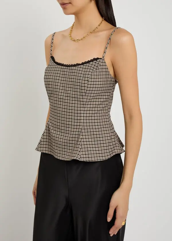 REFORMATION Genevieve Plaid Woven Top