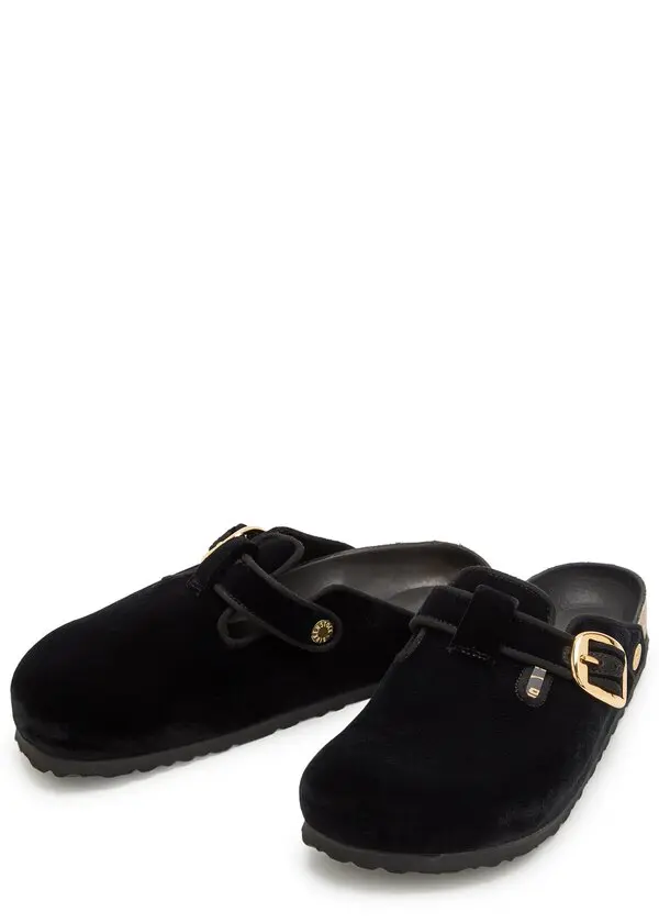 BIRKENSTOCK Boston Velvet Sliders - Black