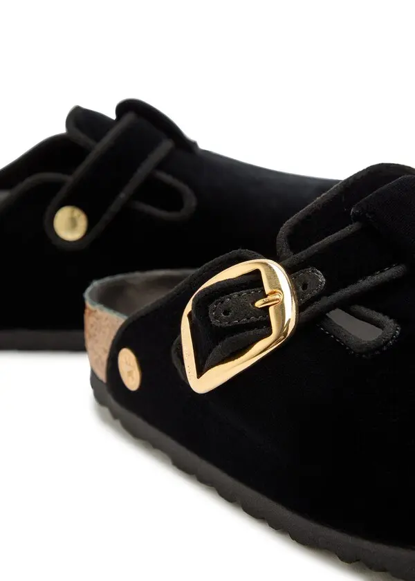 BIRKENSTOCK Boston Velvet Sliders - Black