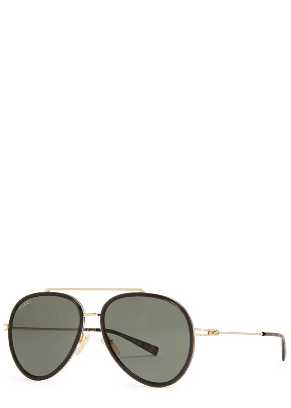 Gucci Aviator-style Sunglasses With Engraved Lenses
