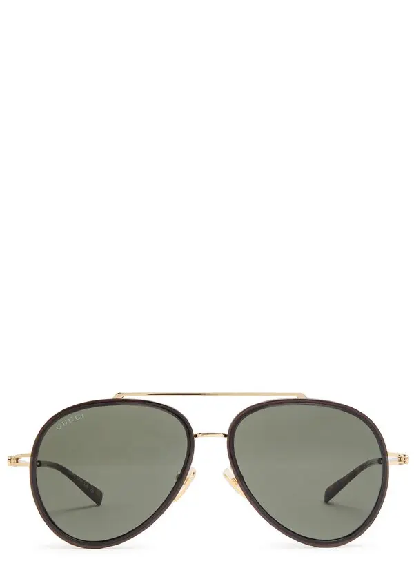 Gucci Aviator-style Sunglasses With Engraved Lenses