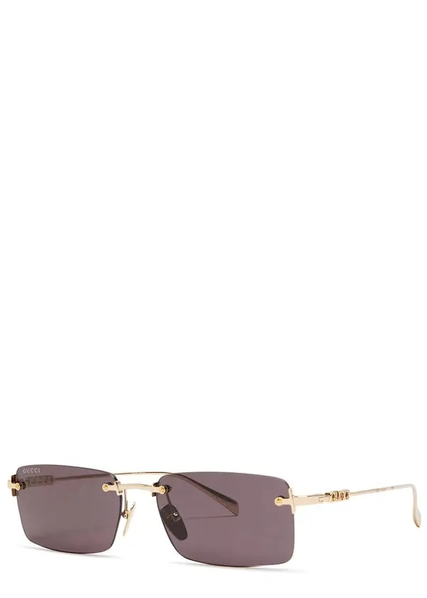 Gucci Rimless Rectangle-frame Sunglasses - Grey