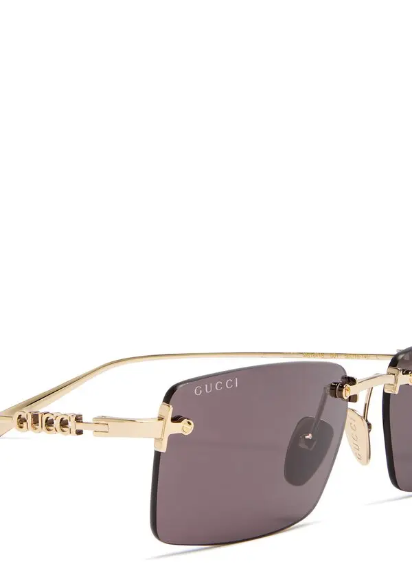 Gucci Rimless Rectangle-frame Sunglasses - Grey