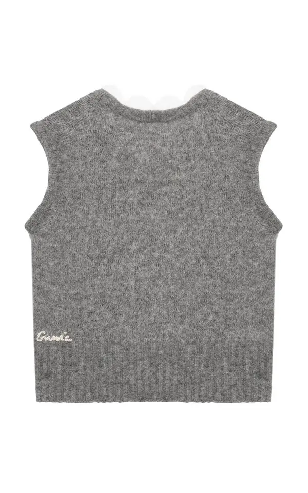 GUNIA PROJECT Lace-trimmed Wool-blend Vest - Grey