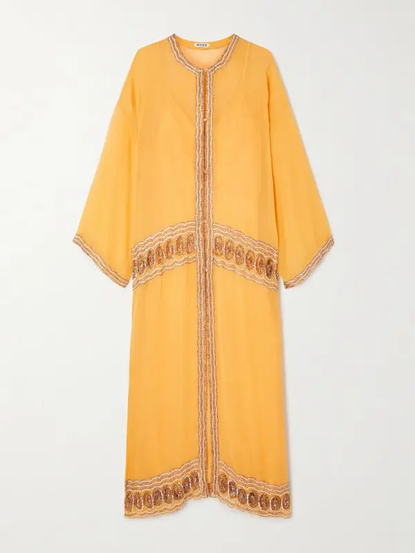BODE Ducat Embellished Silk-voile Kaftan