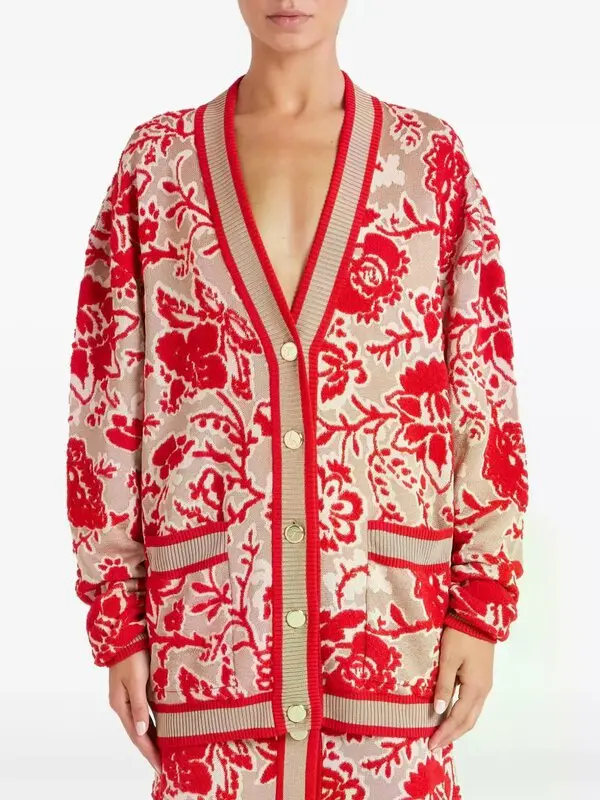 TEMPERLEY LONDON Francis Floral-pattern Knit Cardigan - Neutrals