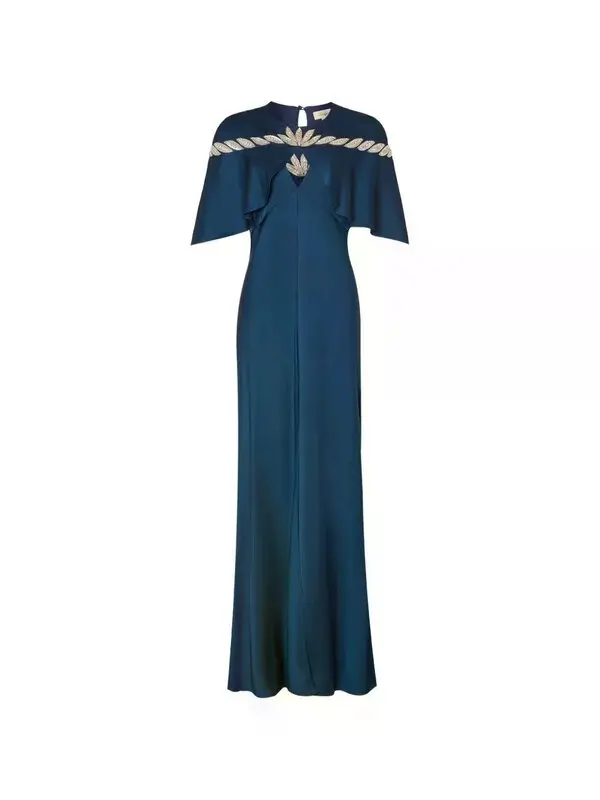 TEMPERLEY LONDON Cape-overlay Maxi Dress - Blue