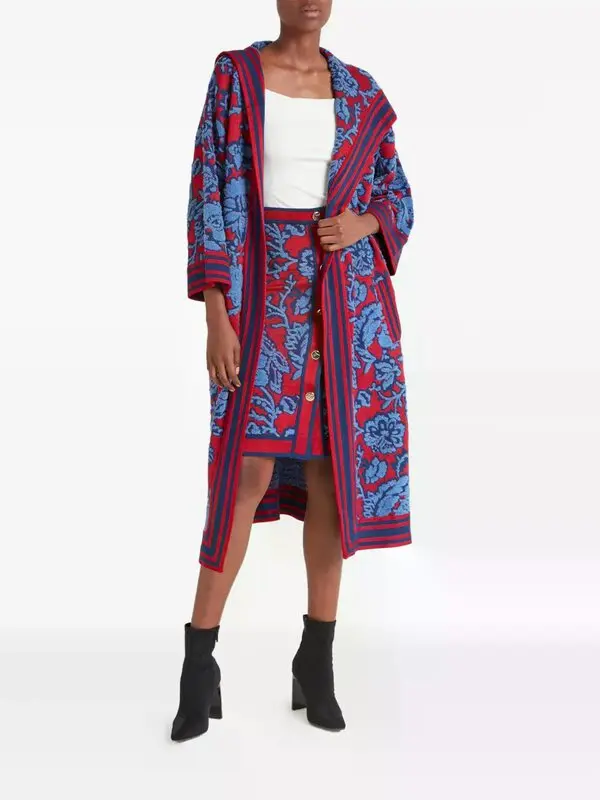 TEMPERLEY LONDON Francis Floral Knit Cape - Blue