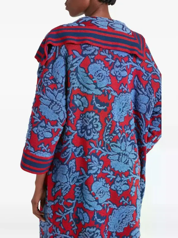 TEMPERLEY LONDON Francis Floral Knit Cape - Blue