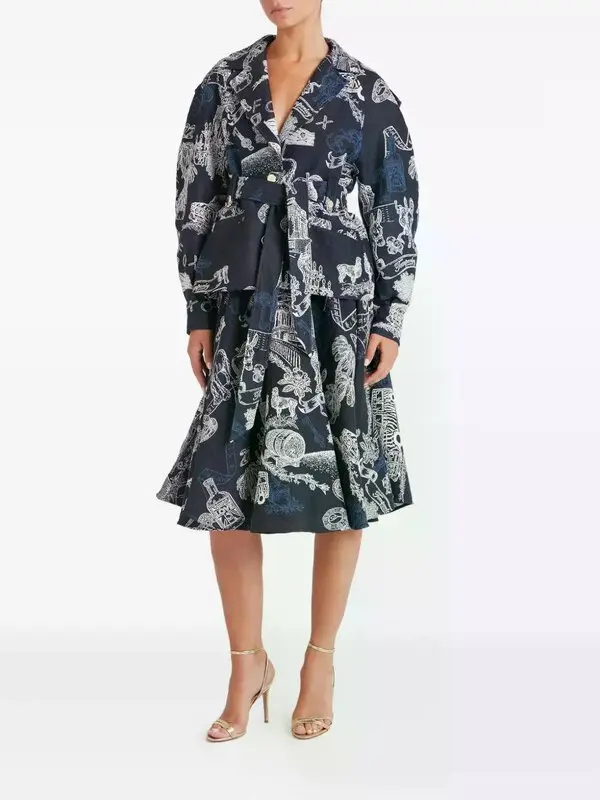 TEMPERLEY LONDON Belted Graphic Print Jacket - Blue