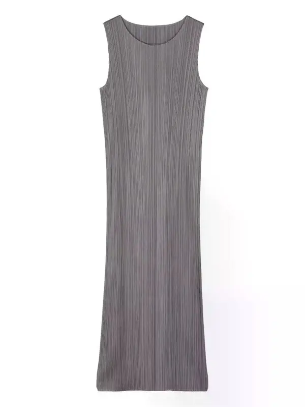 Issey Miyake Pleated Sleeveless Midi Dress - Grey