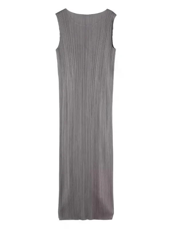 Issey Miyake Pleated Sleeveless Midi Dress - Grey