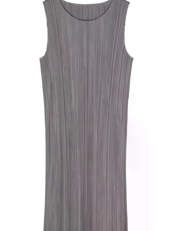 Issey Miyake Pleated Sleeveless Midi Dress - Grey